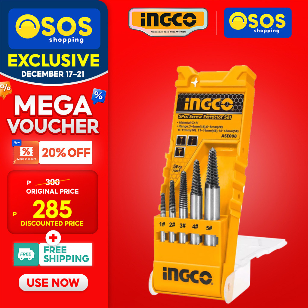 INGCO by OSOS 5PCS Screw Extractor SET ASE008 | Shopee Philippines