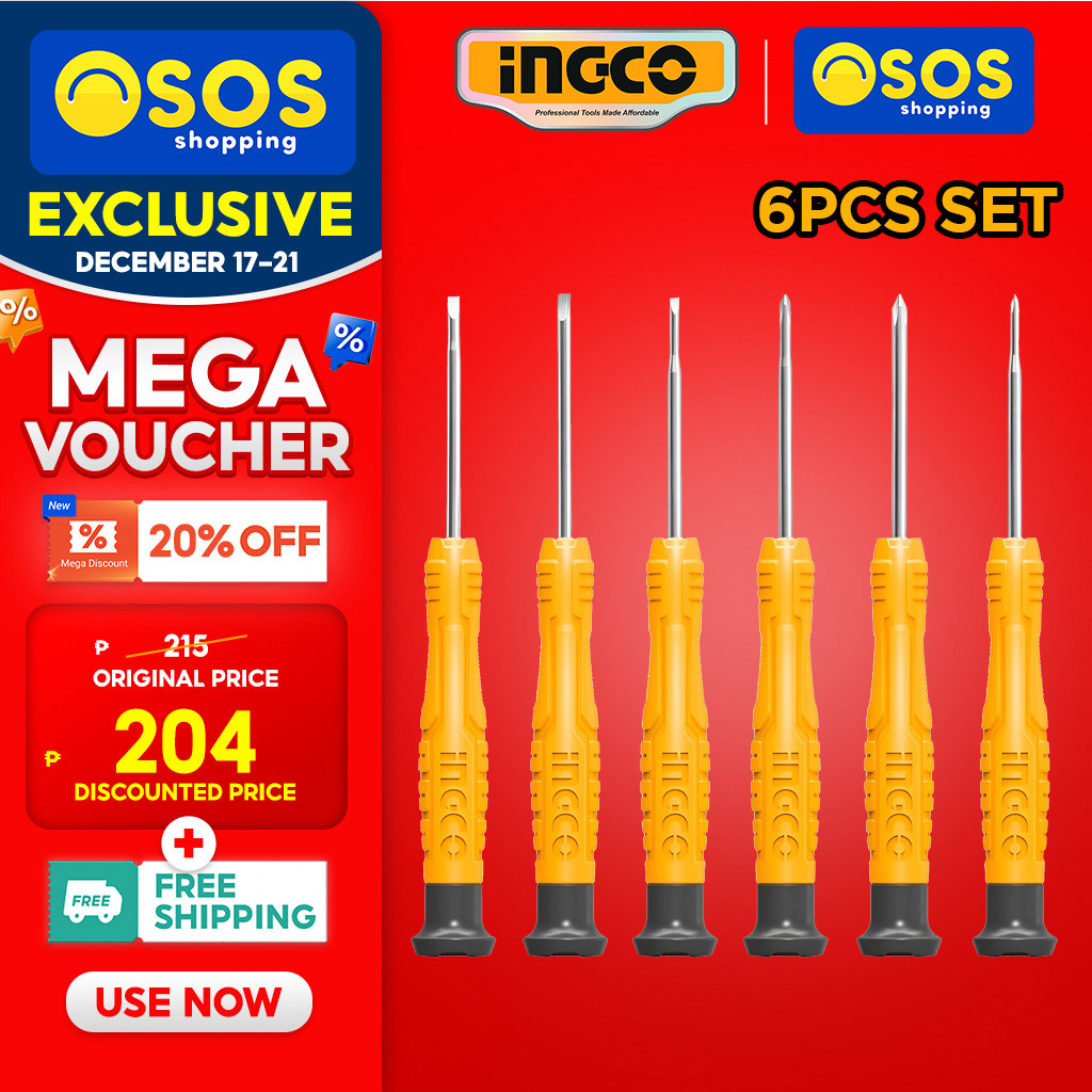 INGCO by OSOS 6PCS Precision Screwdriver Set HKSD0618 | Shopee Philippines