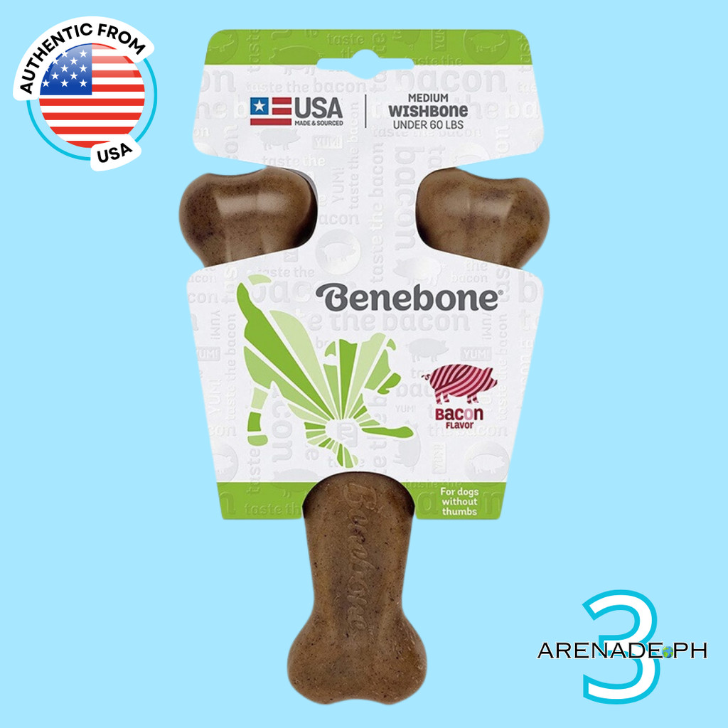 Benebone Wishbone Aggressive Chew Toy, Medium, Real Bacon Flavor ...