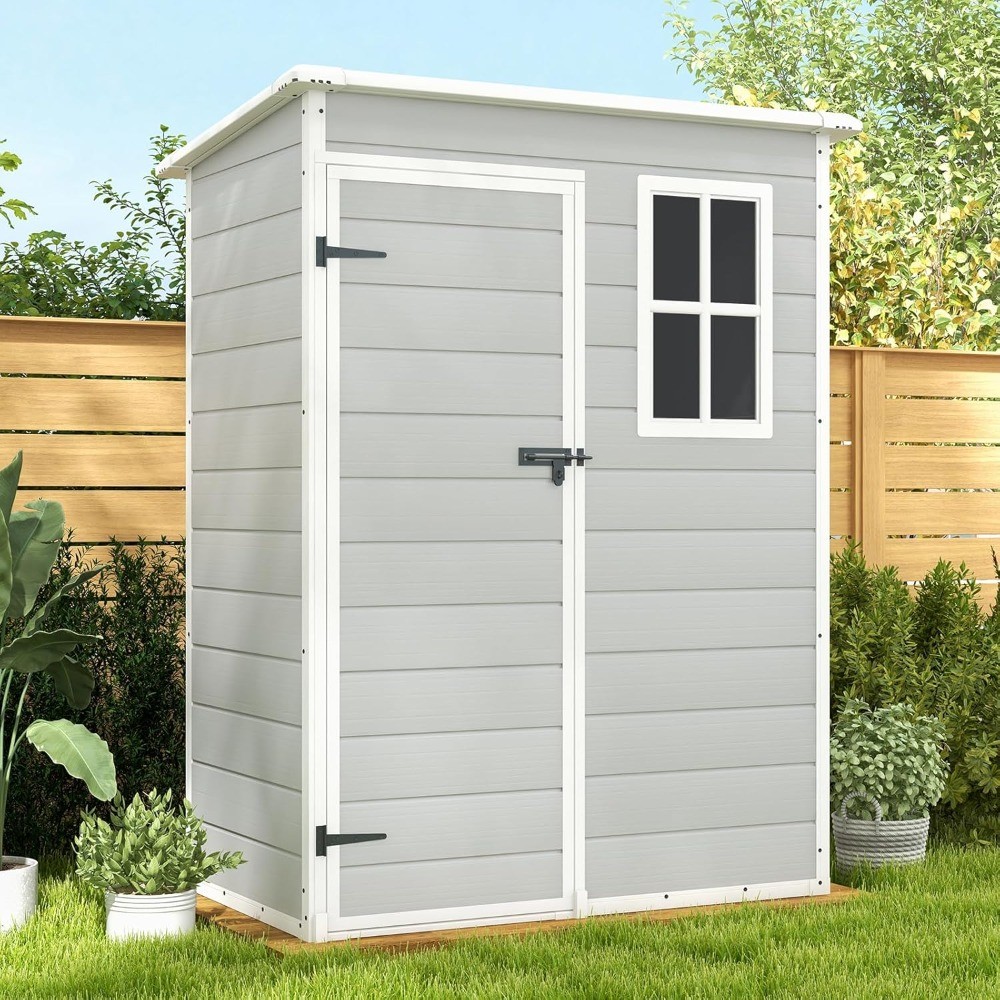 ♣Resin Outdoor Storage Shed 5x3 FT -Perfect to Store Patio Furniture ...