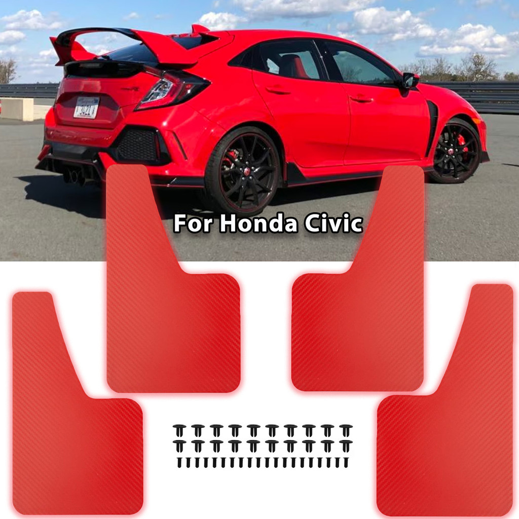 ღRed Mudguards For Honda Civic Type R Type-R Type-S GX Mugen Si EK9 EP3 FD2 FN2 RR RC GT FK2 FK8 ...