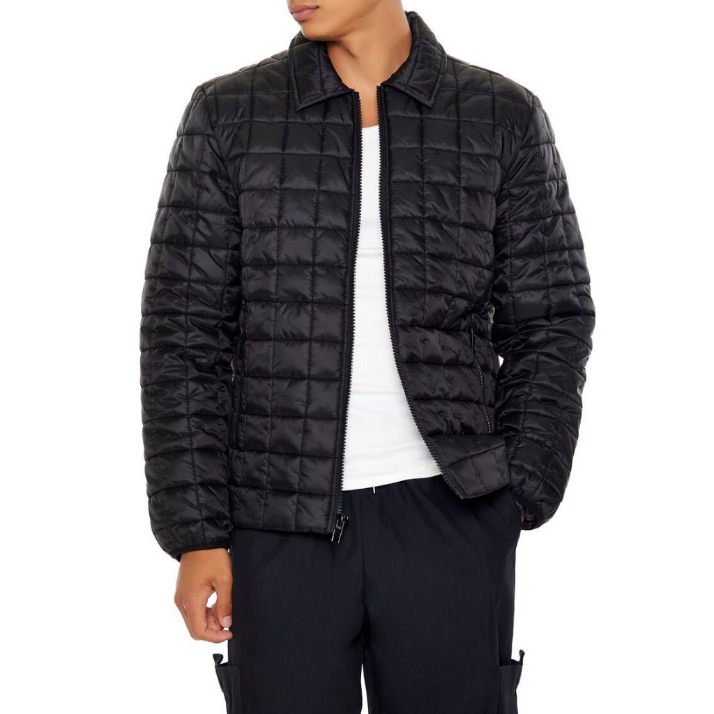 Forever 21 Men's Quilted Zip-Up Bomber Jacket | Shopee Philippines