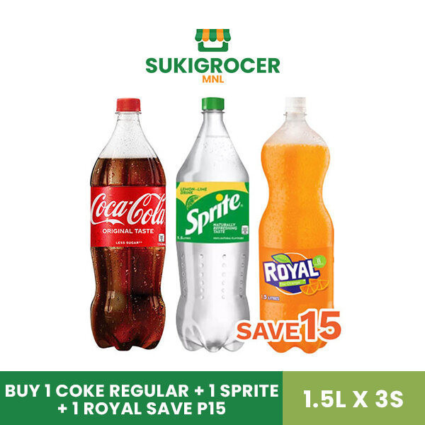 Buy 1 Coke Regular + 1 Sprite + 1 Royal save P15 1.5L x 3s [Expiration ...
