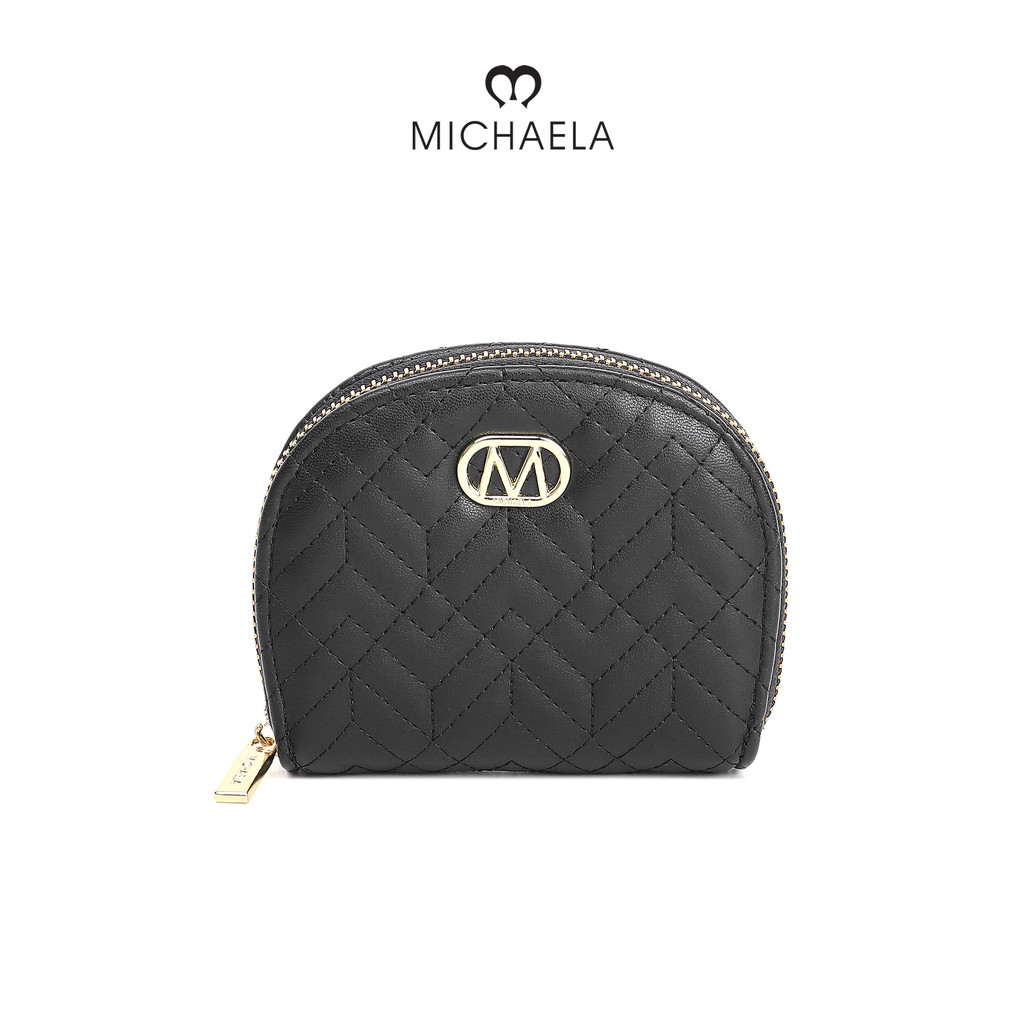 MICHAELA Semicircle Zipper Wallet Heart Quilted Chic Compact for Daily ...