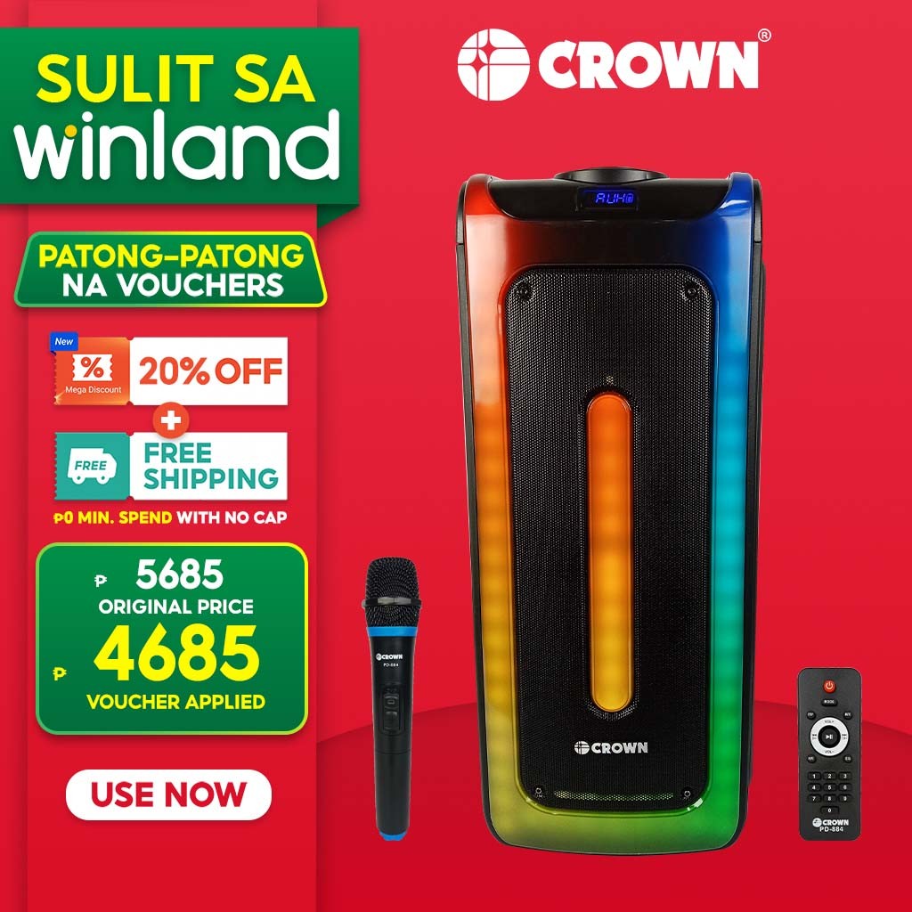 Crown by Winland Party Box Portable Rechargeable Speaker Dancing Light ...