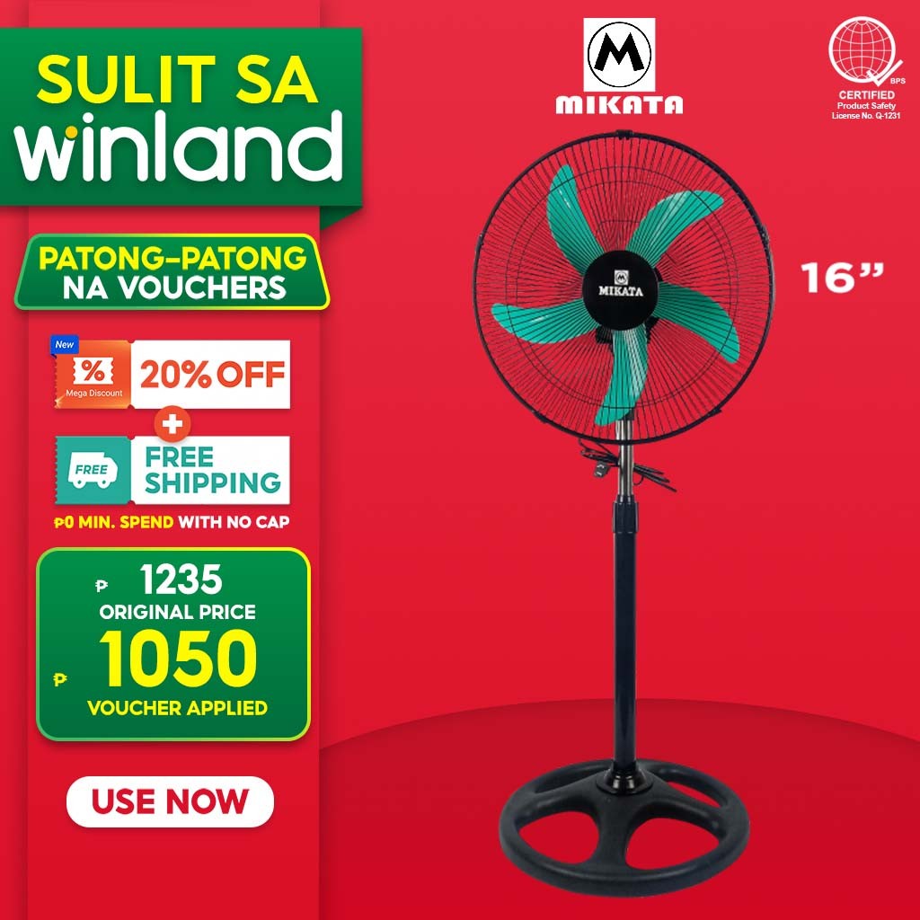 Mikata by Winland 16 Inch / 405mm Stand Fan Electric Fan 45W (5-Banana ...
