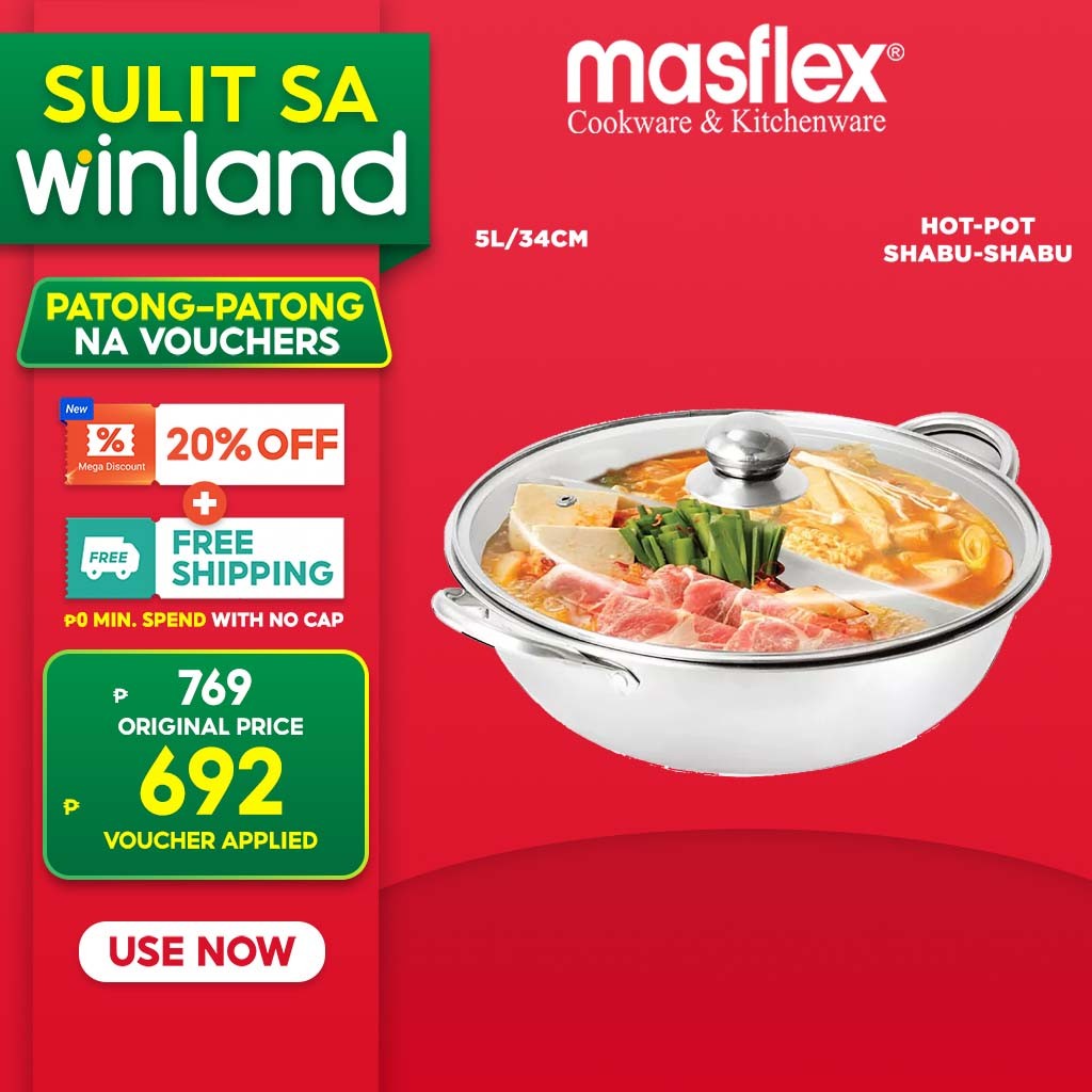 Masflex by Winland 5L/34cm Induction Hot-Pot Shabu-Shabu w/ Dual Side ...