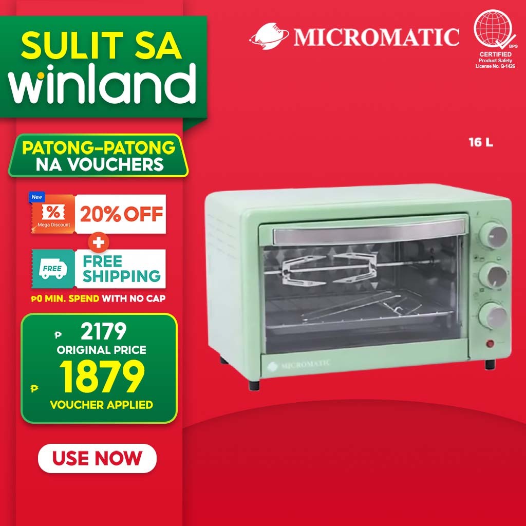 Micromatic by Winland 16Liters Capacity Oven Toaster with Rostisserie ...