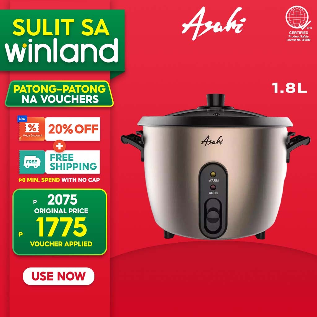 Asahi by Winland 10 Cups Rice Cooker non-stick Rice Cooker Metallic ...