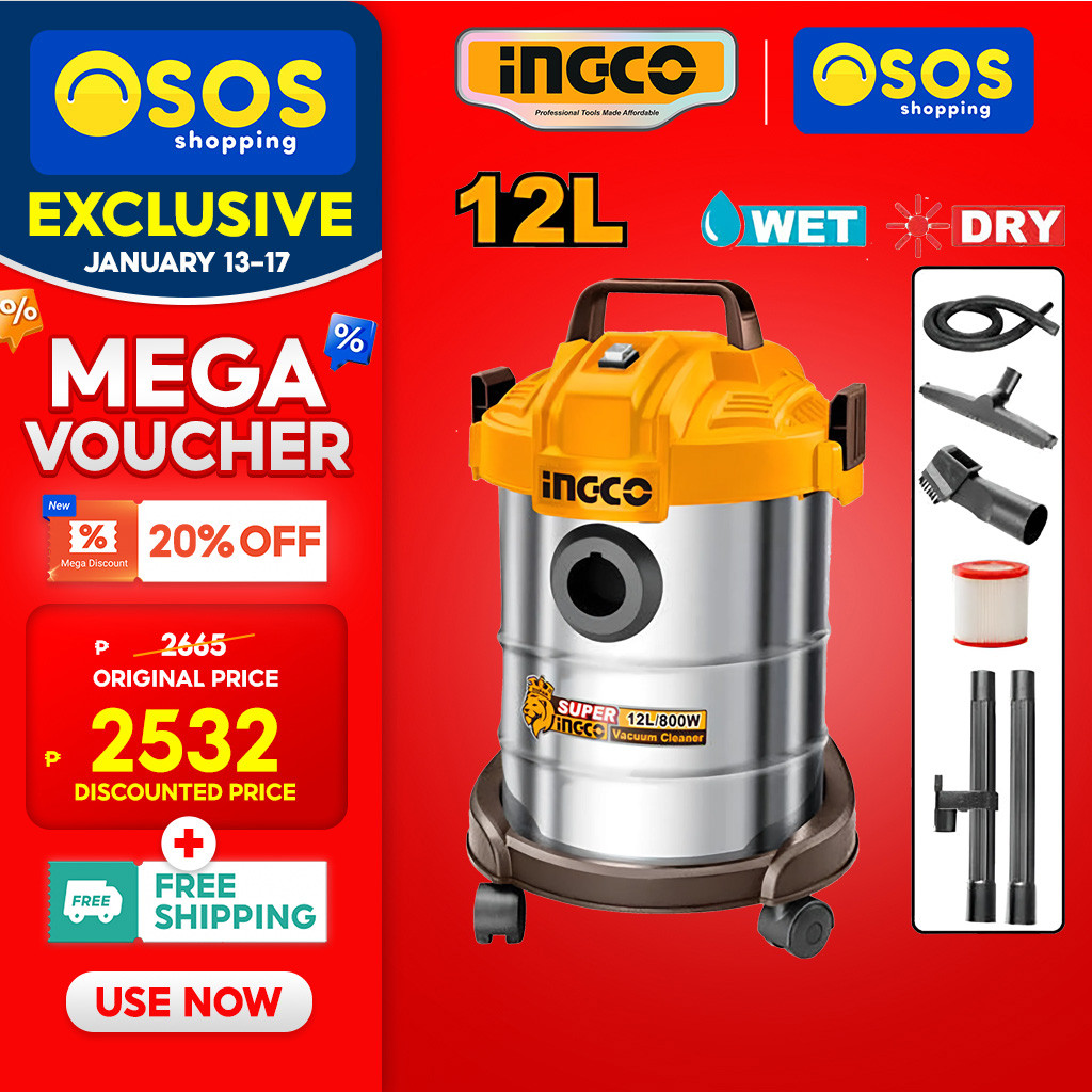 INGCO by OSOS 2 in 1 Hepa Filter Vacuum Cleaner and Blower Wet and Dry ...