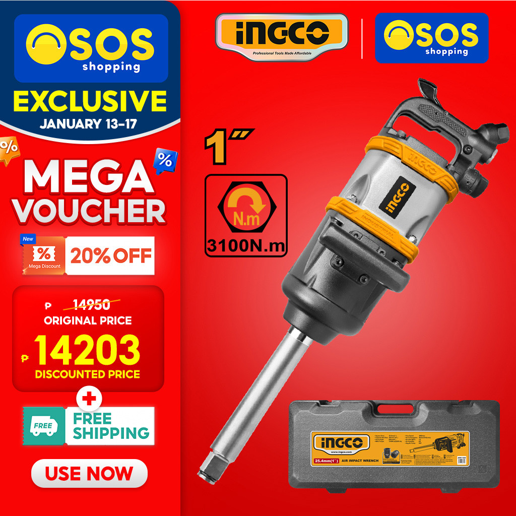 INGCO by OSOS Air Impact Wrench 1" Square Drive AIW11222 | Shopee ...