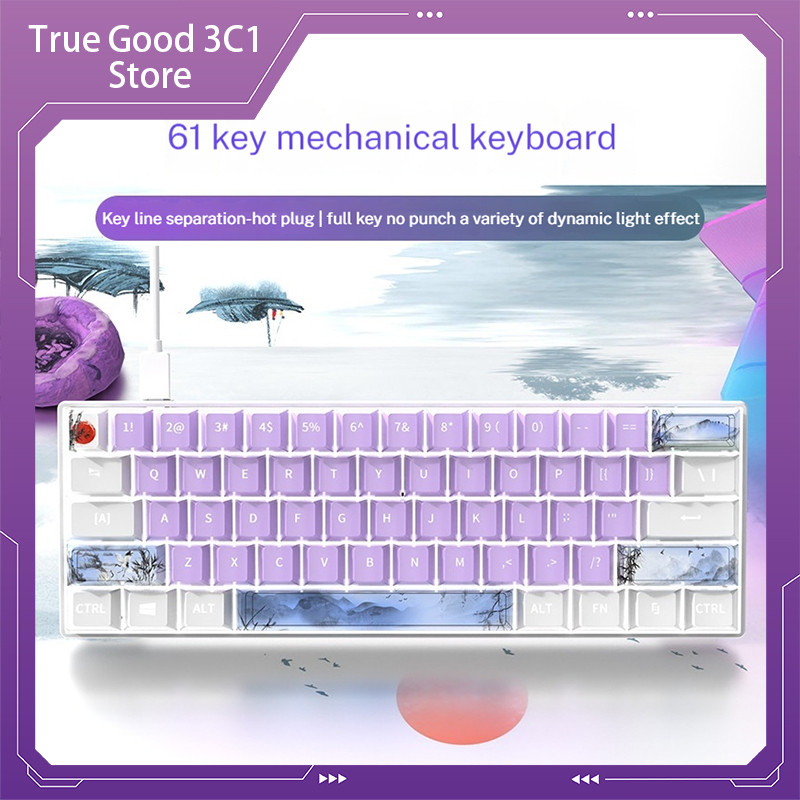 Custom Mechanical Keyboard 61key Wired Type-c Interface Pbt White ...