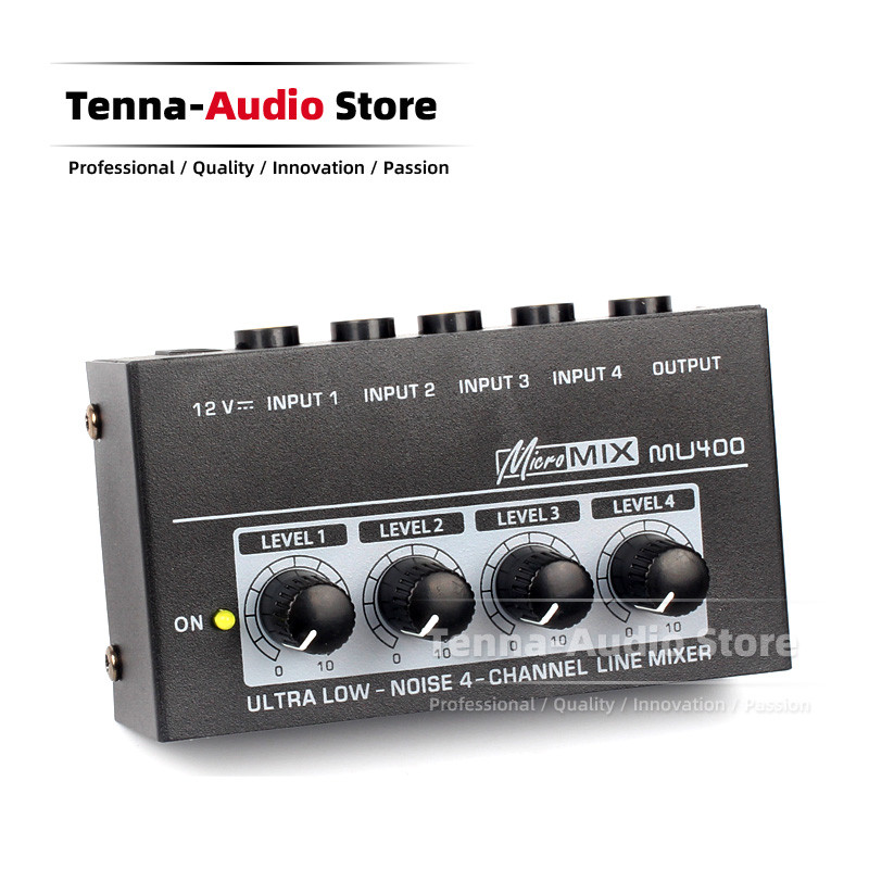 -4 Channel Input Audio Mixers Guitar Bass AMP PA Amplifier Sound Desk ...