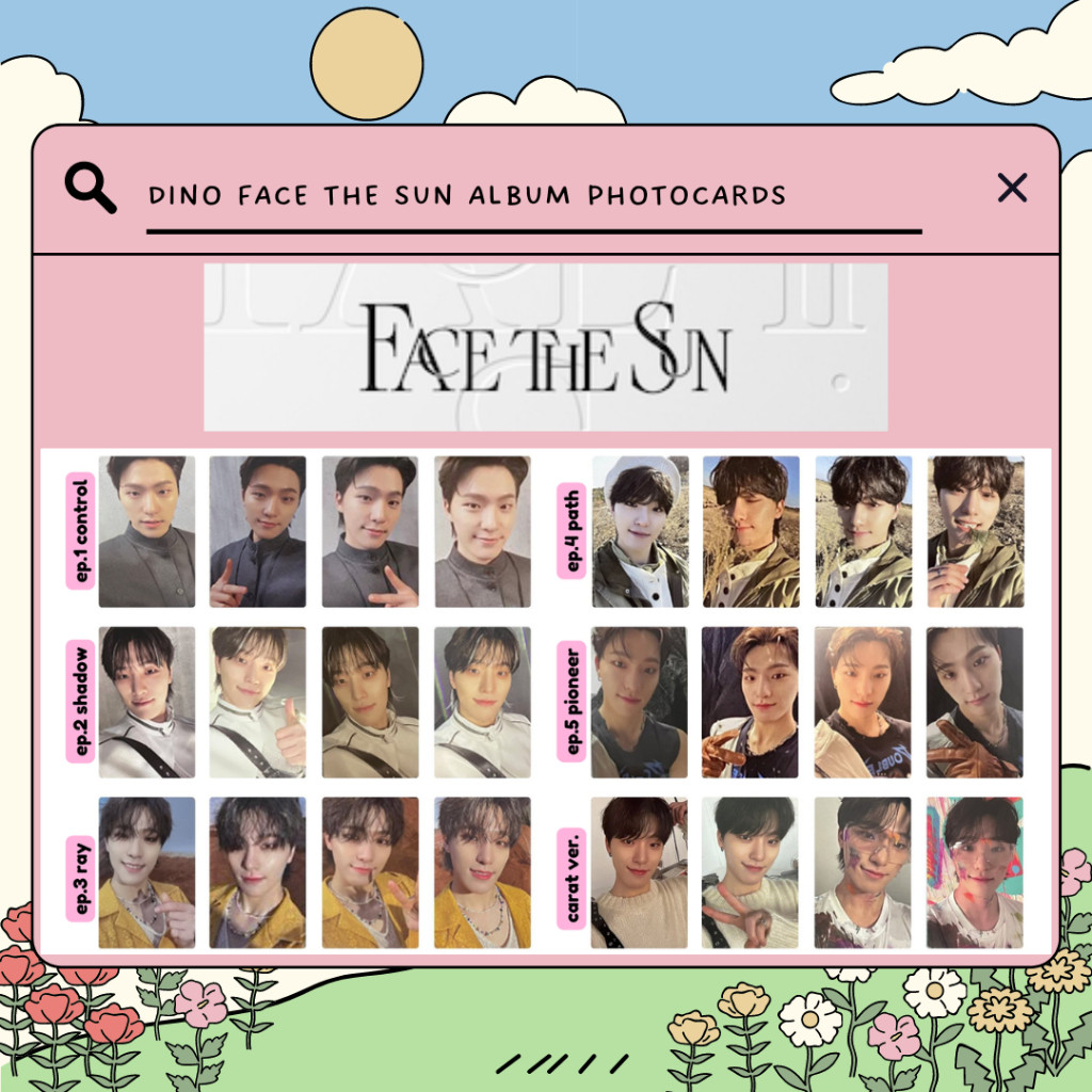 [PER PIECE/SET] DINO FACE THE SUN FTS ALBUM KPOP 17 HD PRINT LOMO CARDS ...