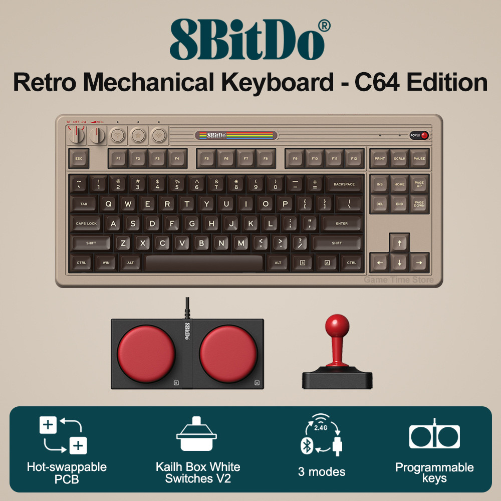 8Bitdo Retro Mechanical Keyboard Hot-swappable PCB , Kailh Box White ...