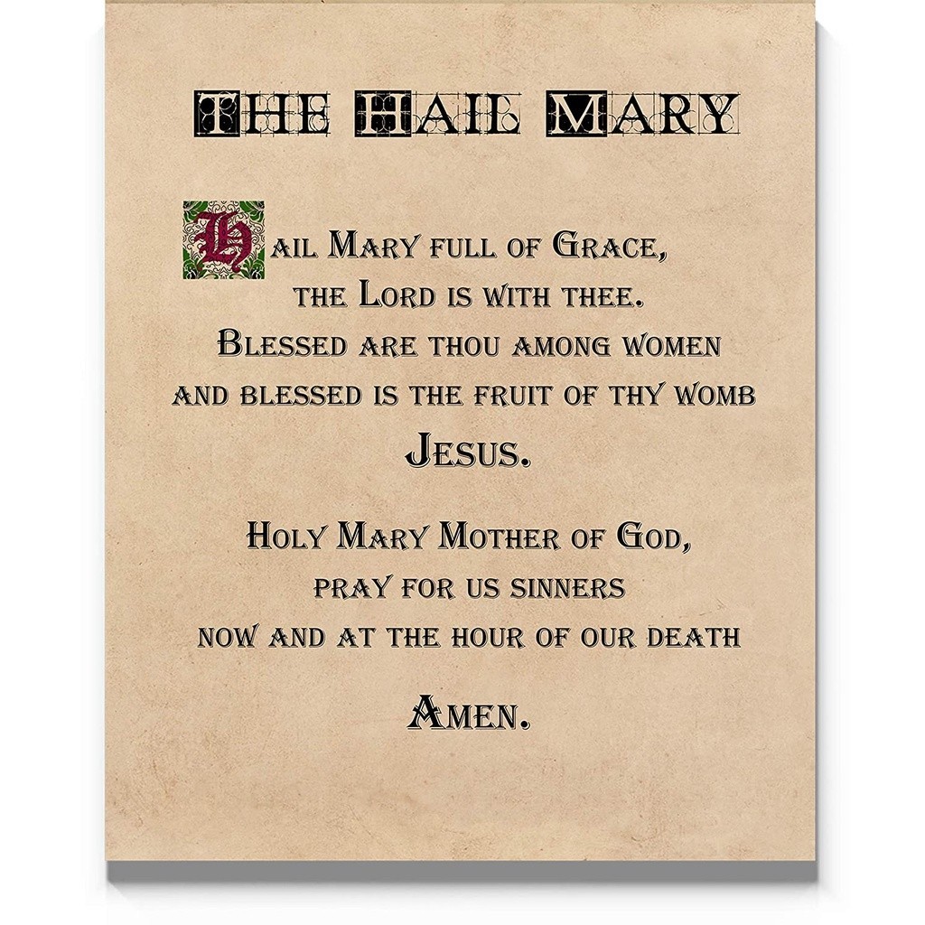 Hail Mary Prayer Wall Art Unframed Print Stunning Version of the Mother ...