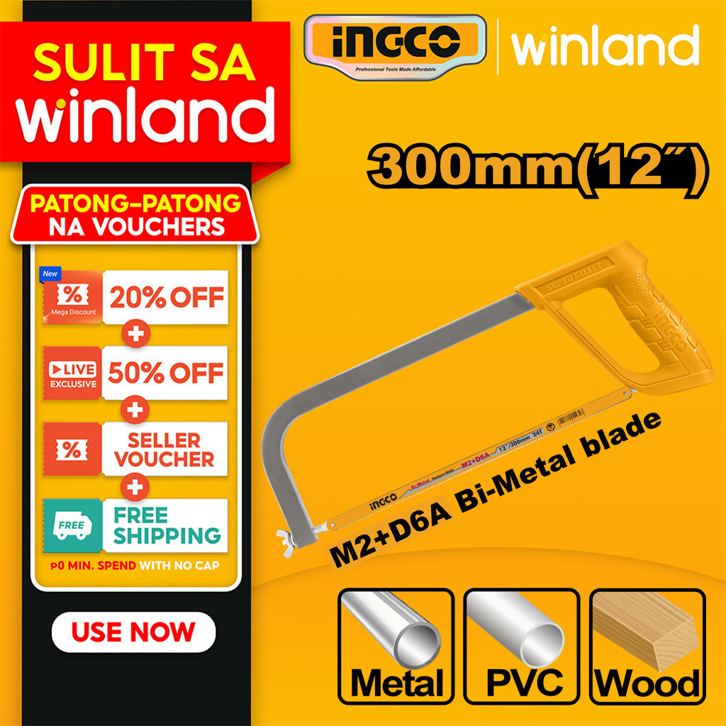 Ingco by Winland 12 Inches Hacksaw Frame Hack Saw Lagare with Blade ...