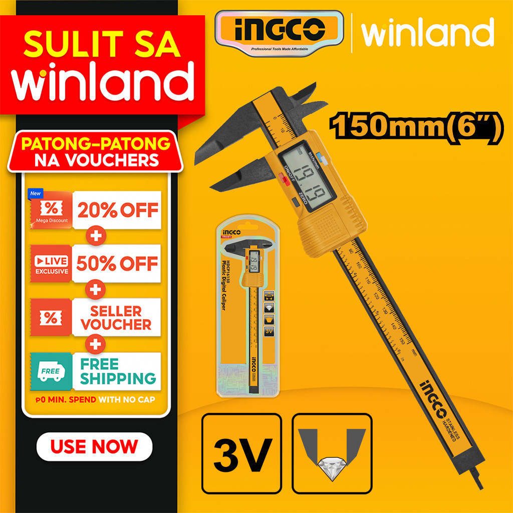 Ingco by Winland Plastic Digital Vernier Caliper Ruler Diameter Measure ...