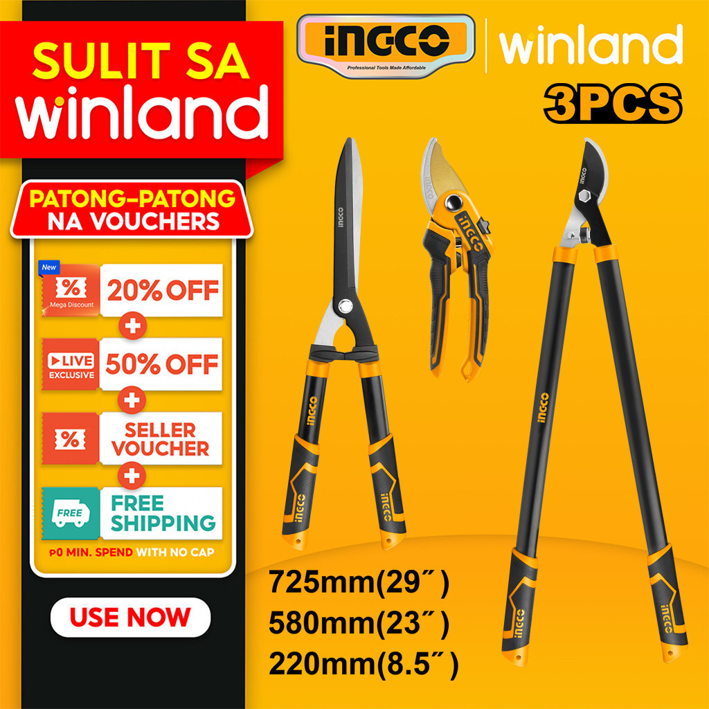 Ingco by Winland 3pcs Garden Shears Set, Pruning, Hedge Shears and ...
