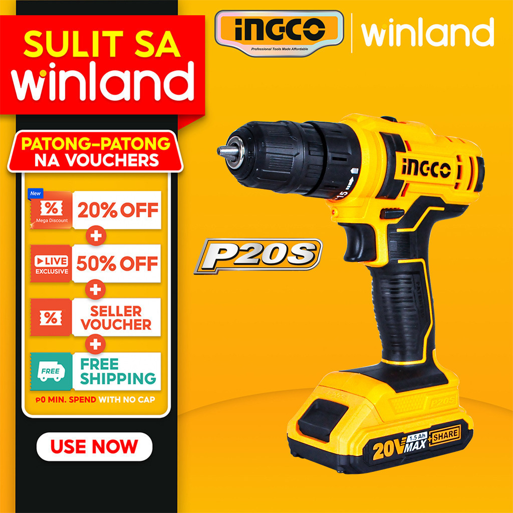 Ingco by Winland P20S 20V Lithium-Ion Cordless Drill (Super Select ...