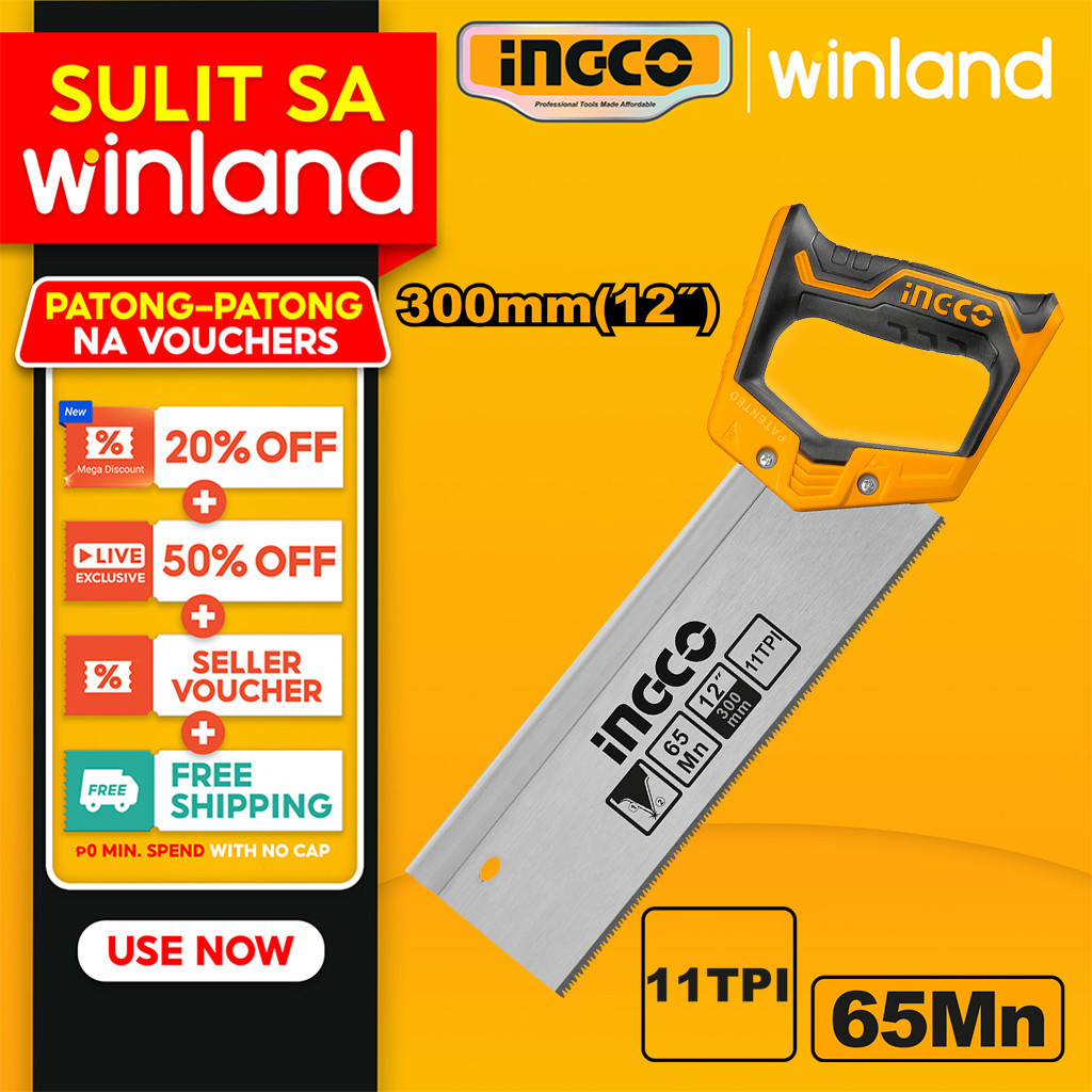 Ingco by Winland 12" Back Saw 11TPI w/ Teeth Protector 300mm HMBSB3008 ...
