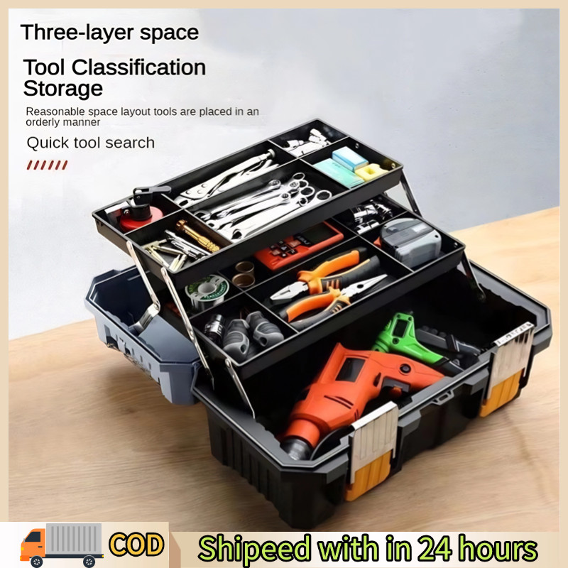 Three-layer Toolbox folding multi-functional storage box Automotive ...