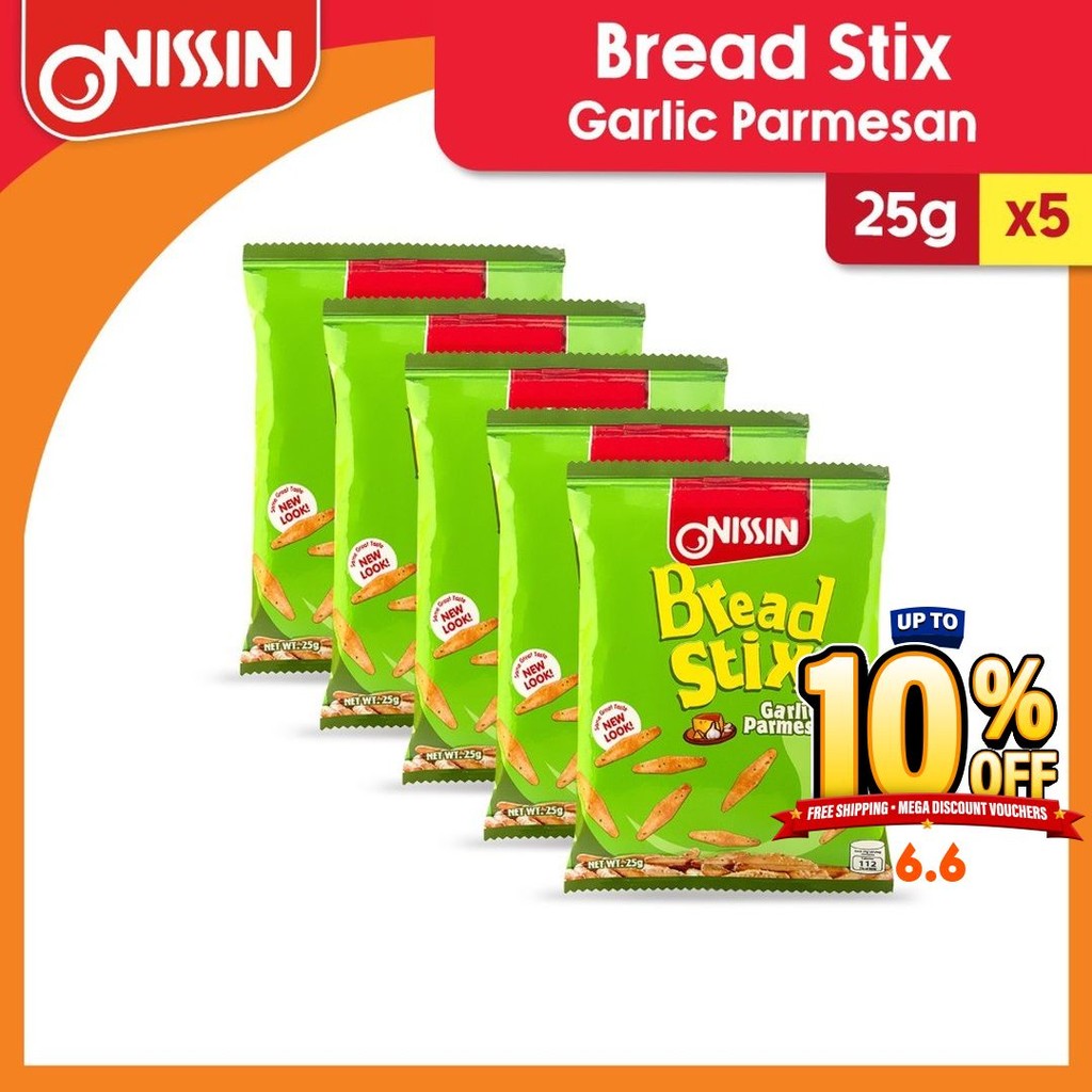 Nissin Bread Stix Garlic Parmesan 25g X 5 | Shopee Philippines