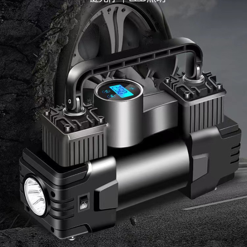 12V 150w compressor double cylinder heavy duty tire inflator and LED ...