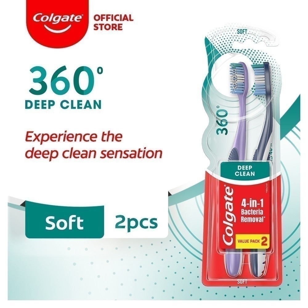 Colgate 360° Toothbrush with Polishing Cups Whole Mouth Clean, Soft ...