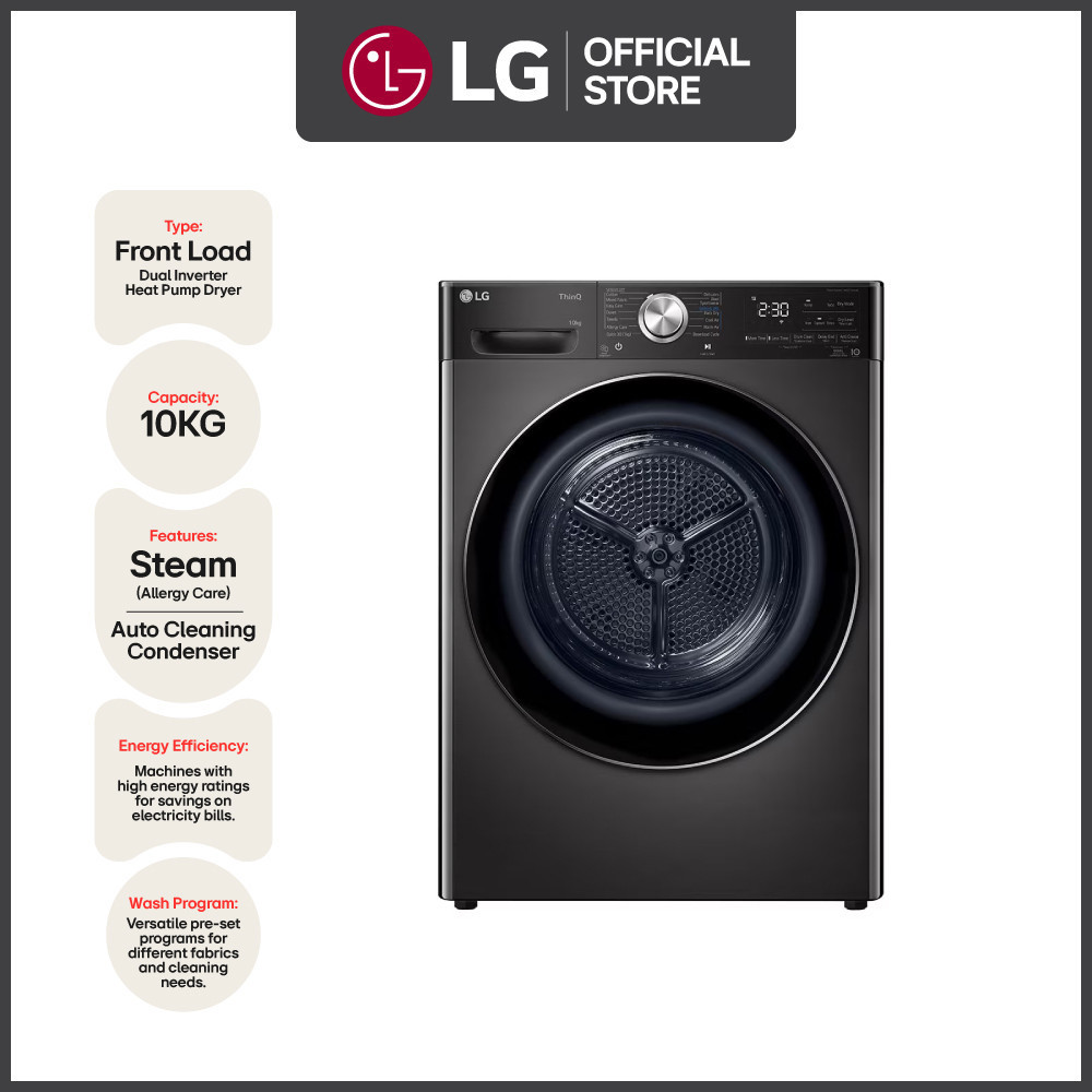 LG Dryer - 10KG Dual Inverter Heat Pump Dryer with Auto Cleaning ...