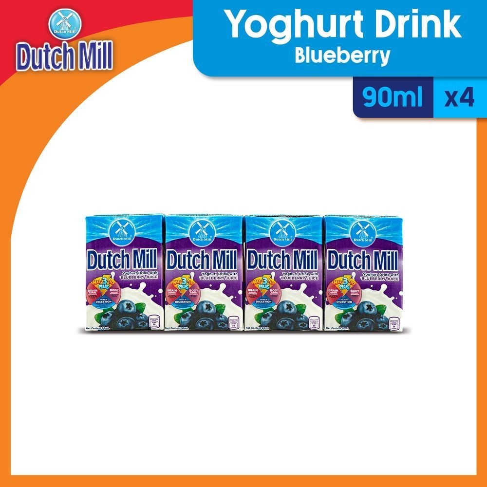 Dutch Mill UHT Yoghurt Drink Blueberry Saverspack 90ml x 4 brick ...