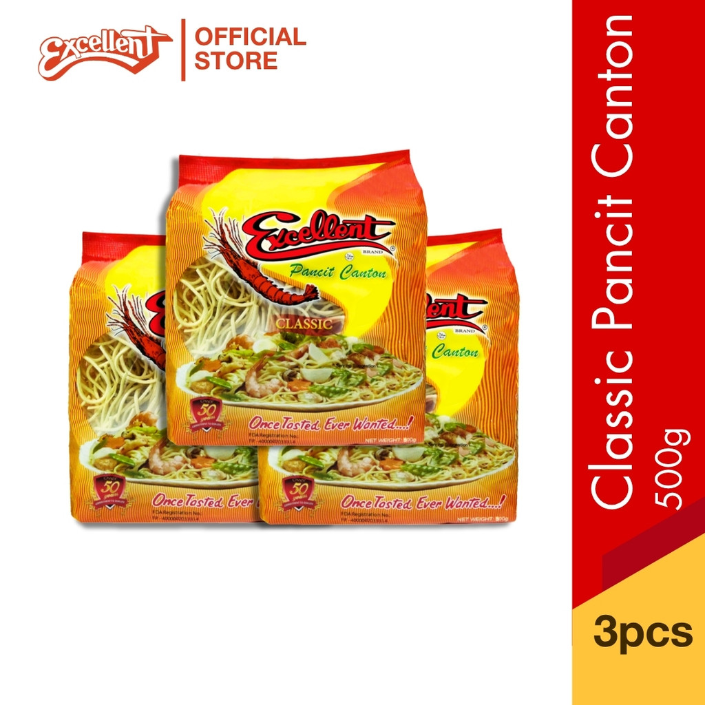 [Bundle of 3] Excellent Pancit Canton Noodles 500g | Shopee Philippines