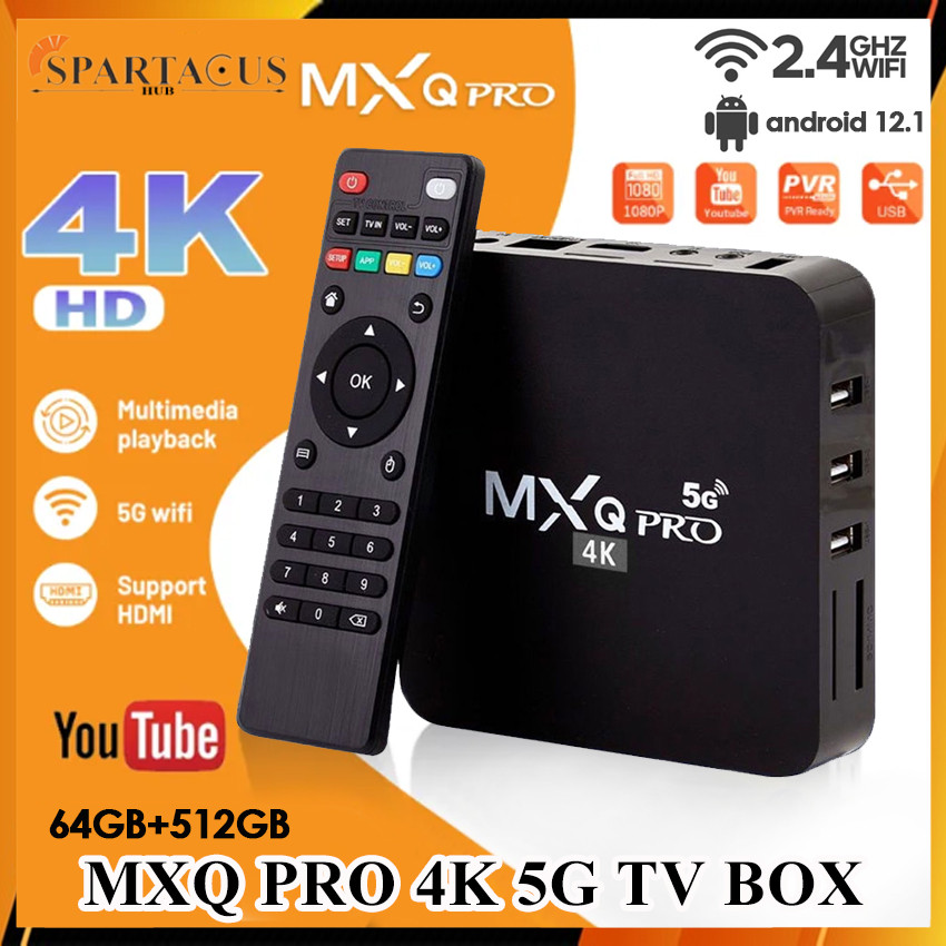 MXQ PRO 64GB+512GB PRO 5G 4K Android Ultra HD Smart TVBox 2.4GHz WIFI Quad Core Media Player TV ...