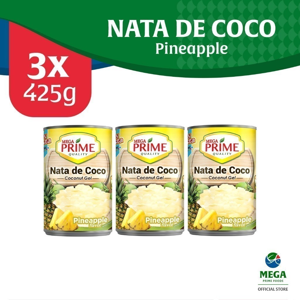 Mega Prime Nata De Coco Pineapple Easy Open Can 425G By 3'S | Shopee Philippines