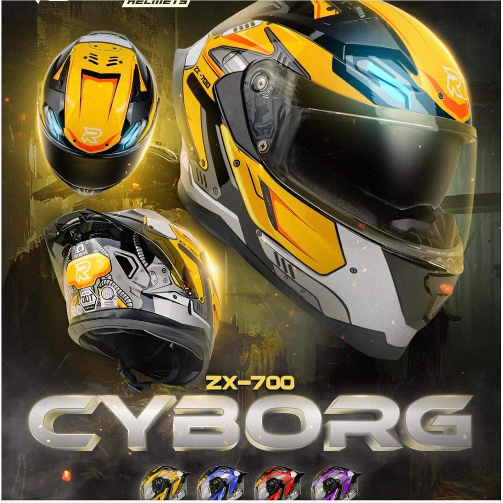 RYZEN ZX-700 CYBORG FULL FACE DUAL VISOR WITH CLEAR LENS ONLY | Shopee ...