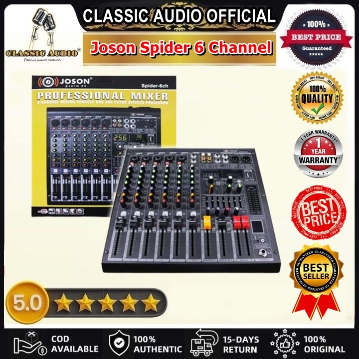 Joson Spider 6 Channel By Classic Audio- Professional Audio Mixer with ...