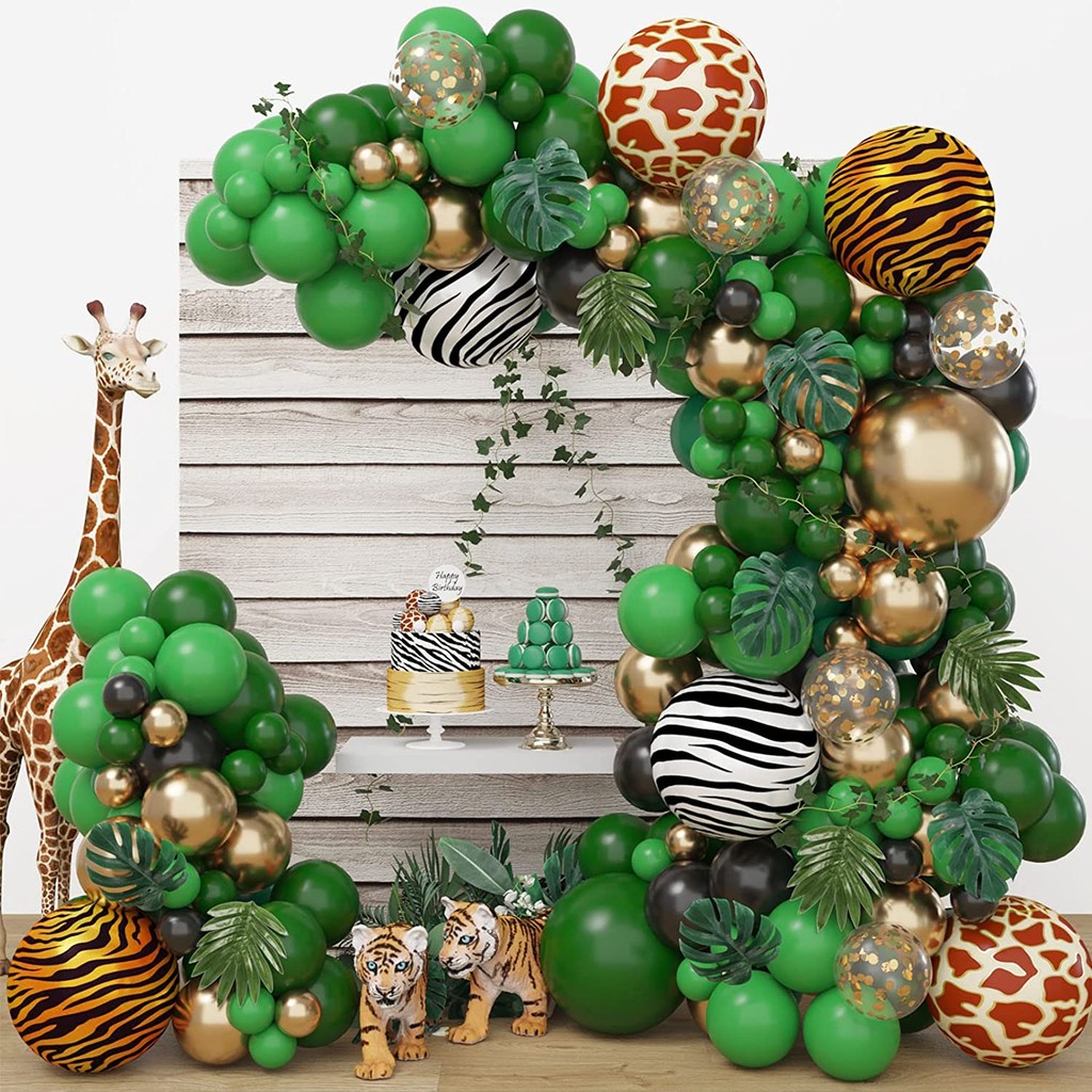 QUONE Jungle Balloon Garland Kit, Jungle Party Decorations Safari Green ...