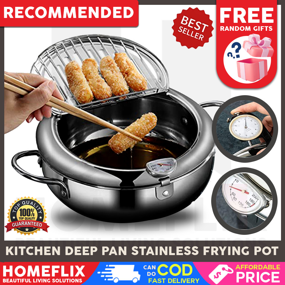 Homeflix Stainless cookware frying pot, kawali malaki makapal malalim ...