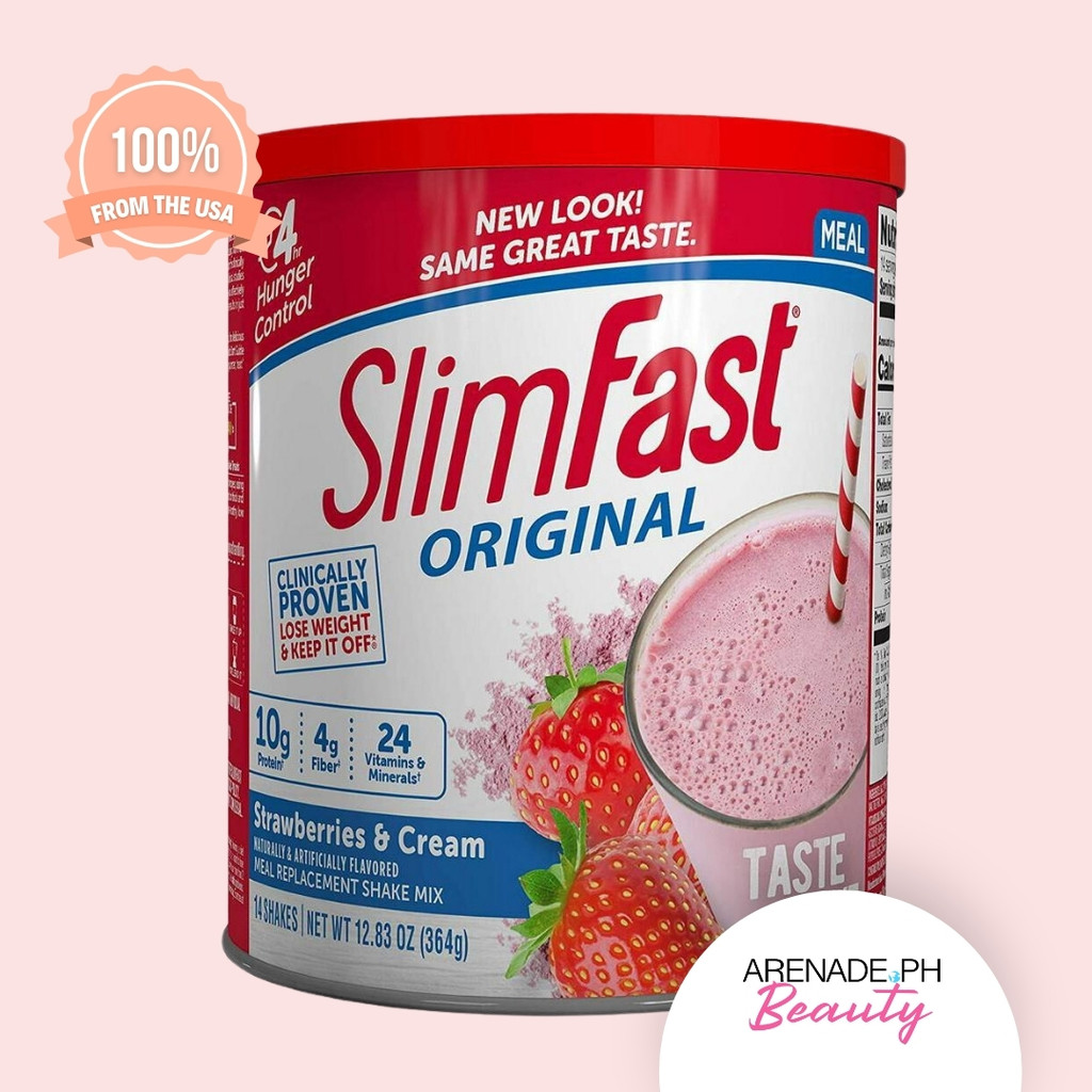 SlimFast Original Strawberries & Cream Shake Mix, 12.83 oz, 14 Servings ...