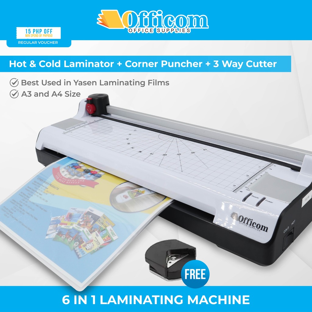Officom 6in1 Laminating Machine A3/A4 Size Hot and Cold 3Way Rotary ...