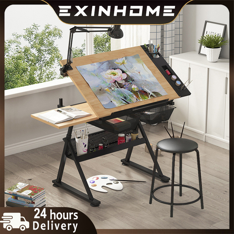 Drafting table with stool drawers and side table by Artist Loft With ...