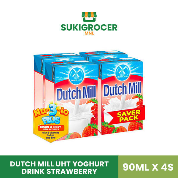 Dutch Mill Uht Yoghurt Drink Strawberry 90ML x 4s | Shopee Philippines