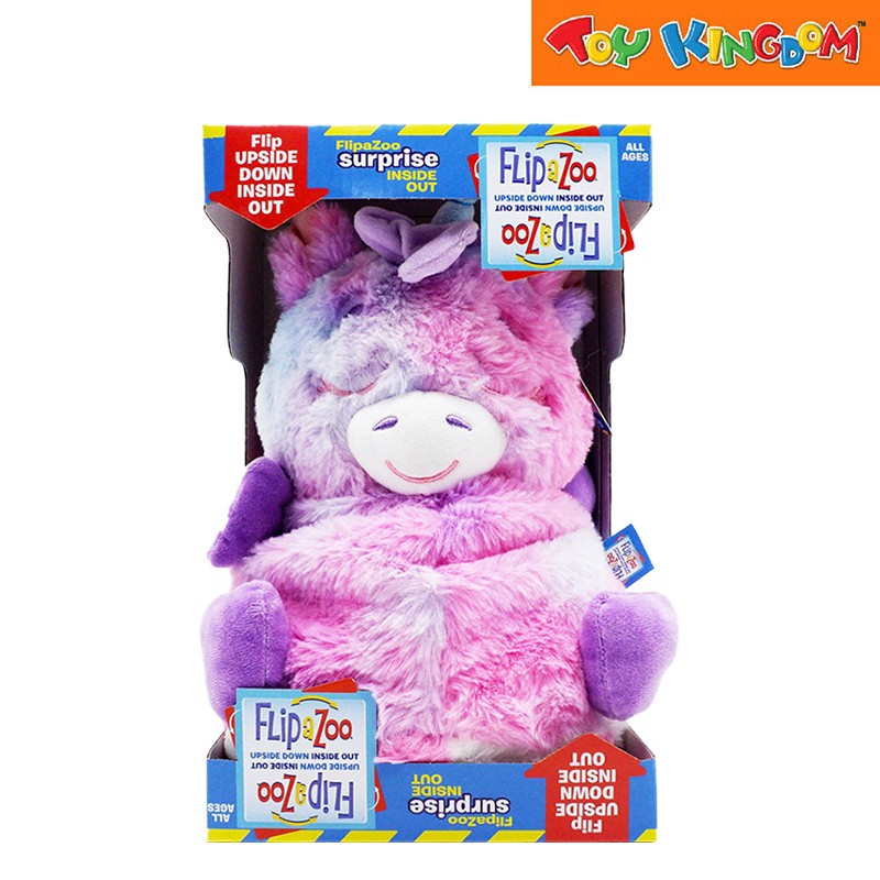 FlipaZoo Surprise Inside Out Rainbow Unicorn Flips To Pink Cat Plush ...