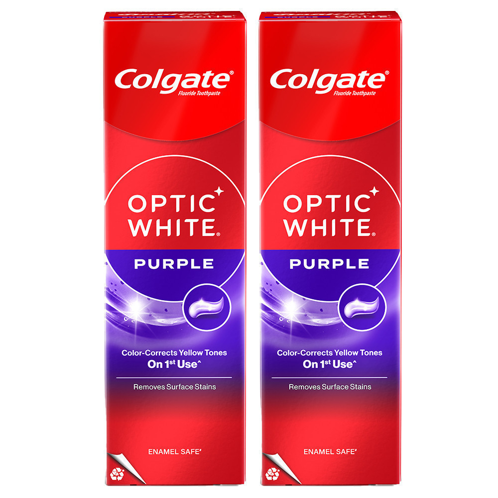 Colgate Optic White Whitening Toothpaste Purple, Color-Corrects Yellow ...