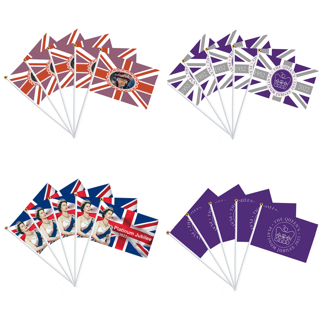 5Pcs Queen Elizabeth Handheld Flag Union Jack Flags Platinums Jubilee ...