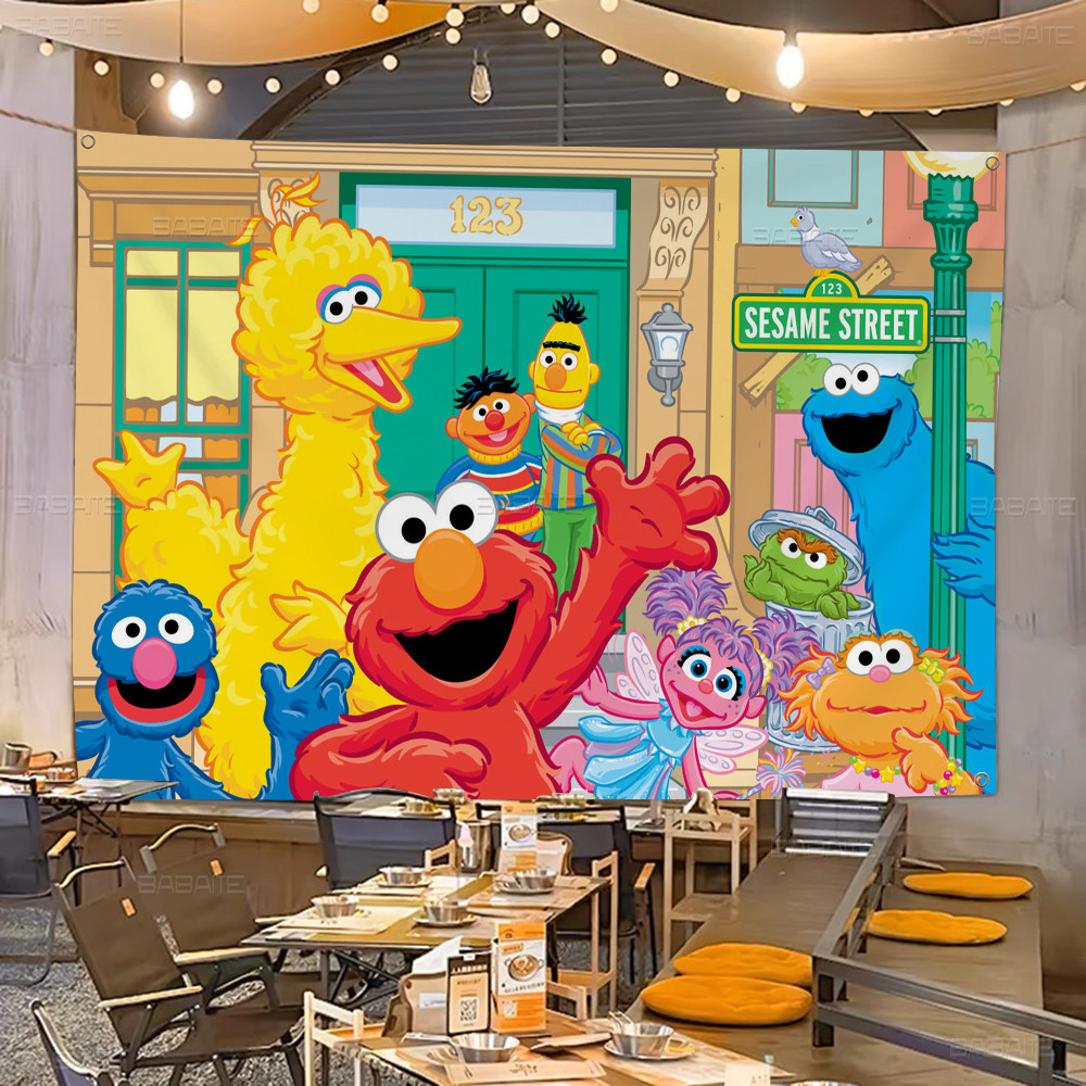 Cute Cookies Sesame Street Anime Chart Flag for Living Room Home Dorm ...