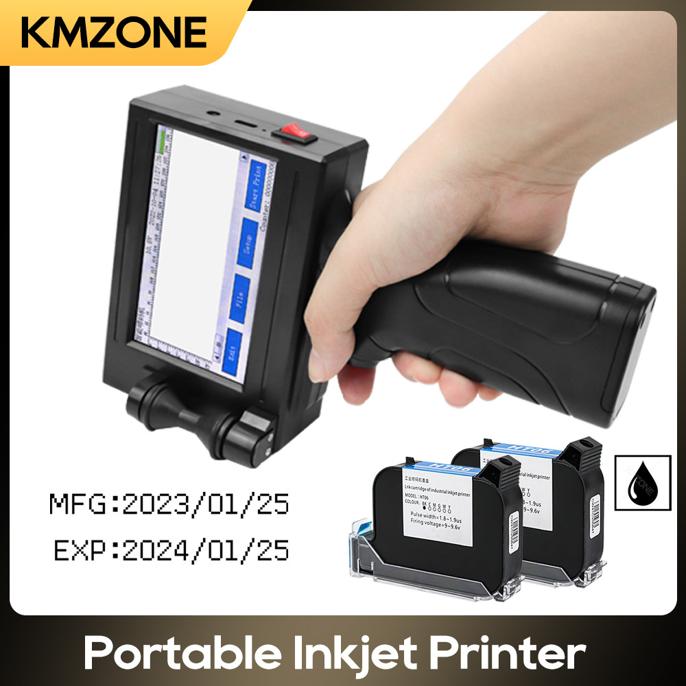 12.7mm Label Printer Handheld Inkjet Printer QR Bar Batch Code Date ...