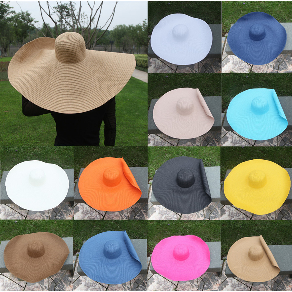 Foldable Giant Women Oversized Hat 70cm Diameter Huge Brim Floppy ...