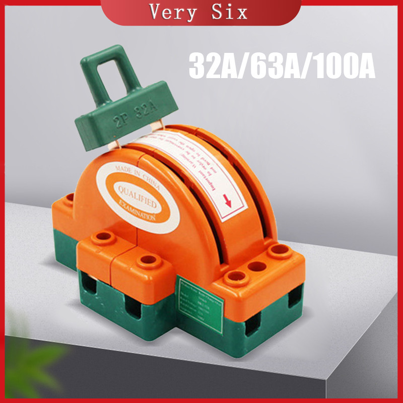 32A/63A/100A Two Pole Double Throw Disconnect Switch DPDT Knife Switch ...