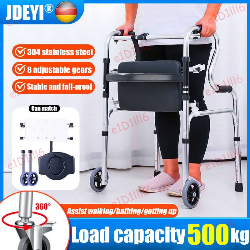 Load Bearing 500KG Adult Walker With Wheels Adjustable Aid Walker 8 ...